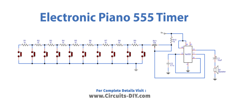 Electronic Piano Circuit Using 555 timer IC