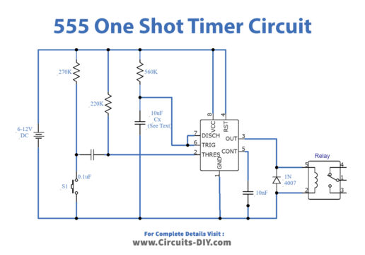 555 One Shot Timer With Relay At Output