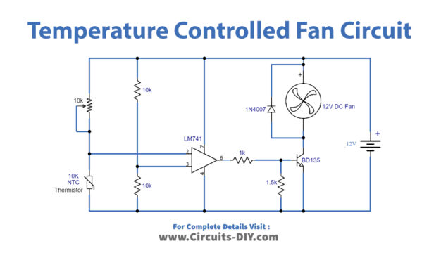 Temperature Controlled Fan using LM741 IC Temperature Controlled Fan using LM741 IC