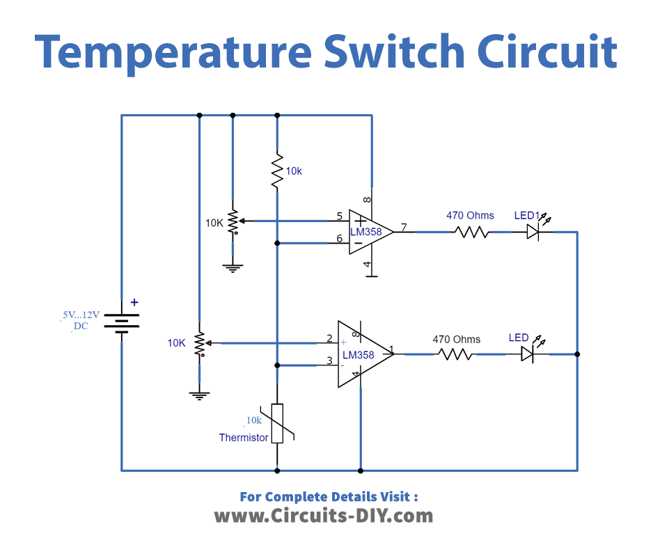 Two-level Temperature Switch Circuit with LM358 Two-level Temperature Switch Circuit with LM358