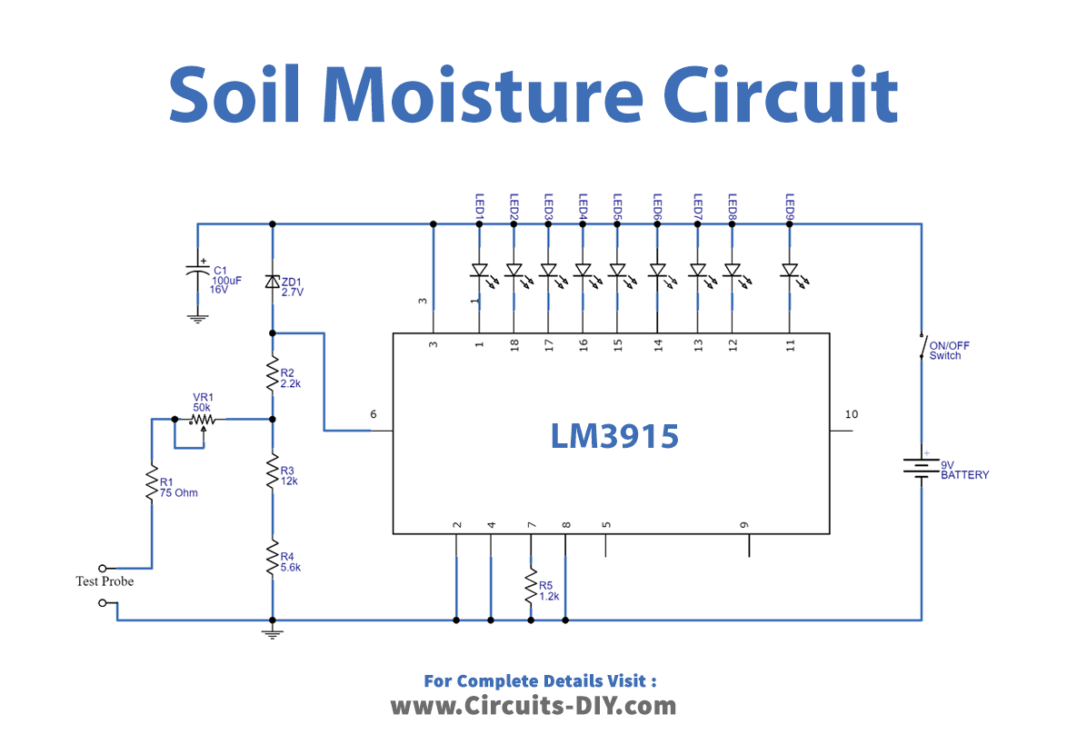 Soil Moisture Sensing Circuit LM3915
