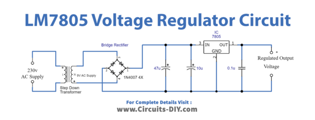 7805 Voltage Regulator IC Circuit Diagram
