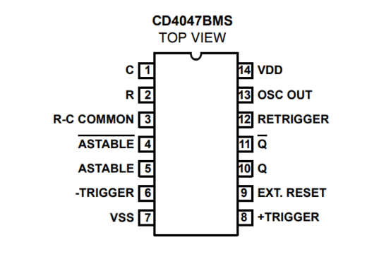 Square Wave Pulse Generator Circuit using CD4047