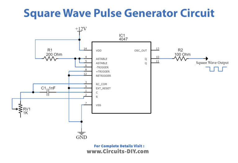 Square Wave Pulse Generator Circuit using CD4047