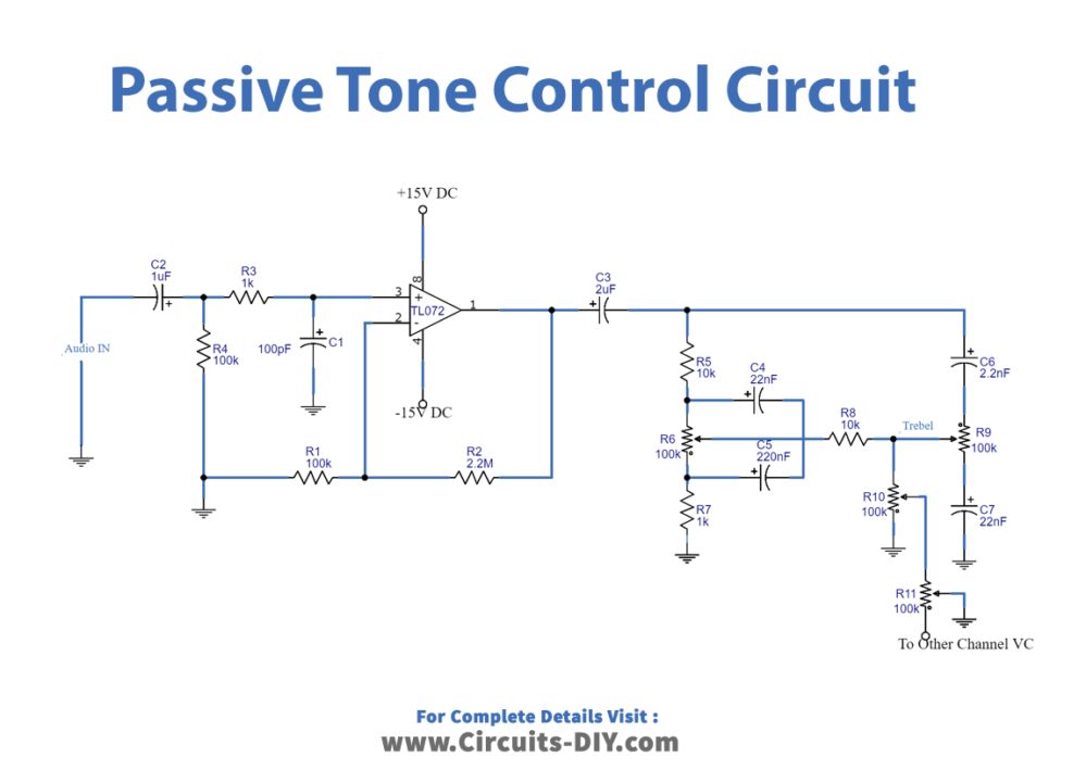 TL072 Passive Tone Control Circuit
