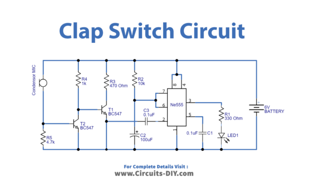 Clap Switch Circuit with 555 Timer