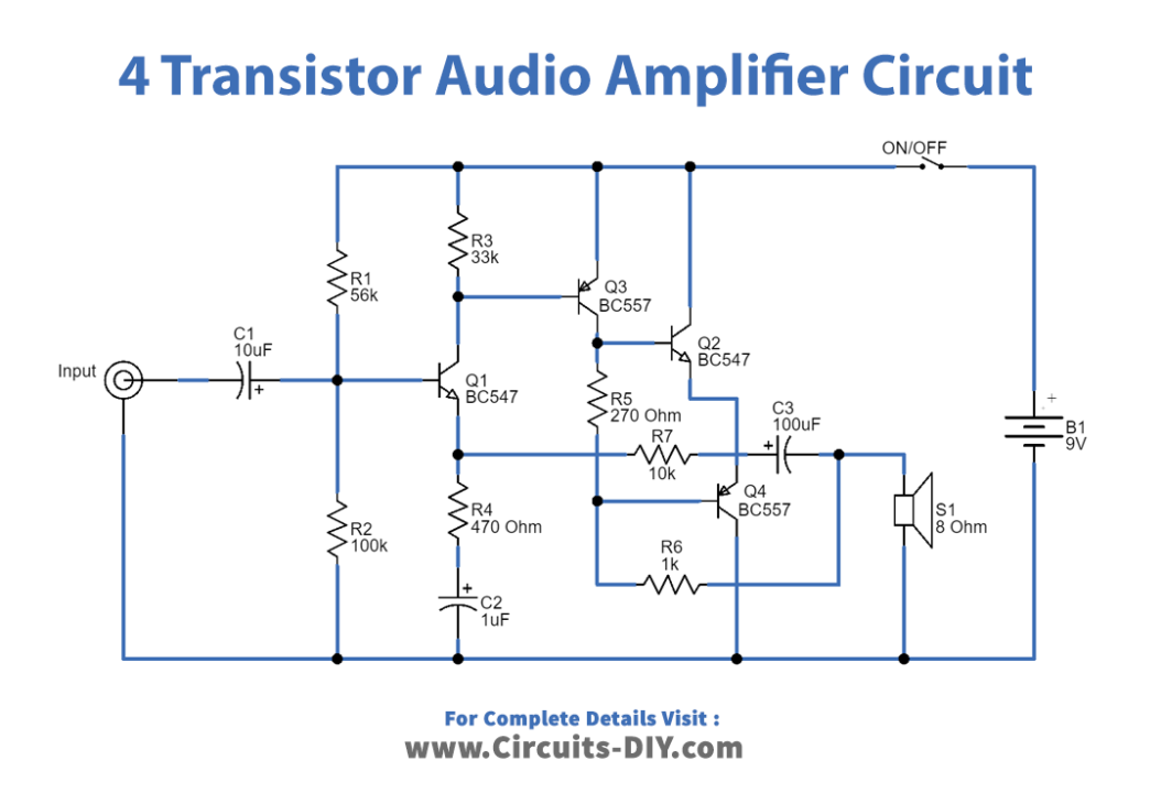 4 Transistor Audio Amplifier Circuit 4 Transistor Audio Amplifier Circuit