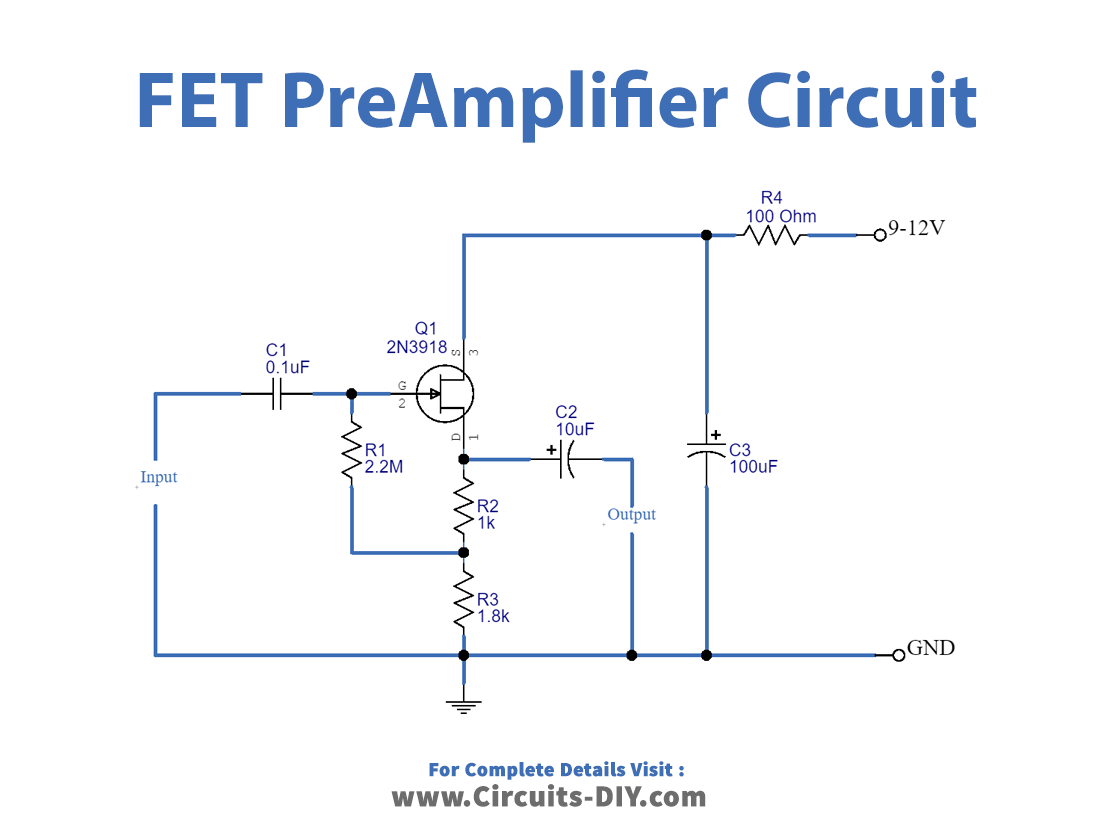 Simple FET Preamplifier Circuit High Impedance