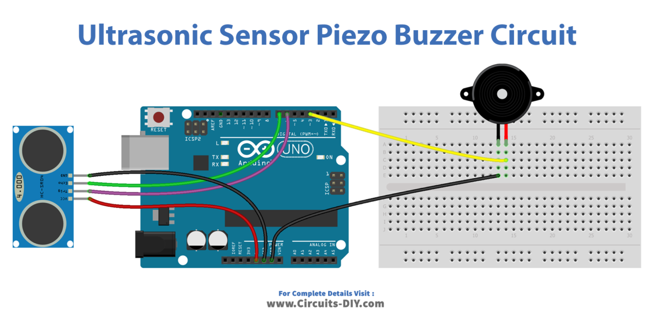 Ultrasonic Sensor with Piezo Buzzer - Arduino Tutorial Ultrasonic Sensor with Piezo Buzzer - Arduino Tutorial