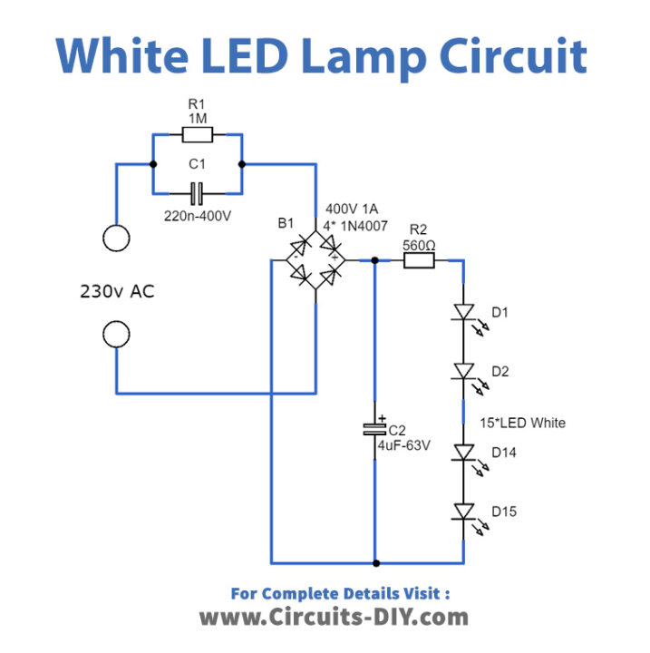 Mains Powered White LED Lamp Circuit